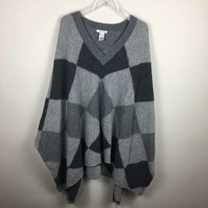 Boston Proper | Sweaters | Boston Proper Gray Argyle Poncho | Poshmark